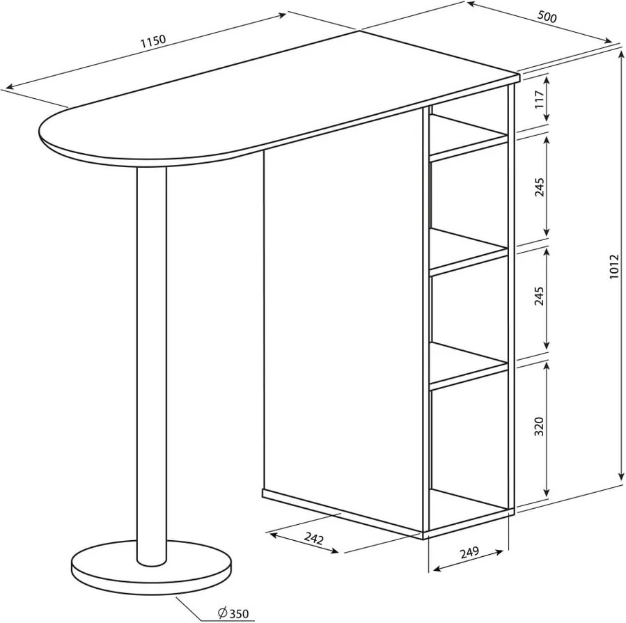 Černý barový stůl s policemi TemaHome Gélas