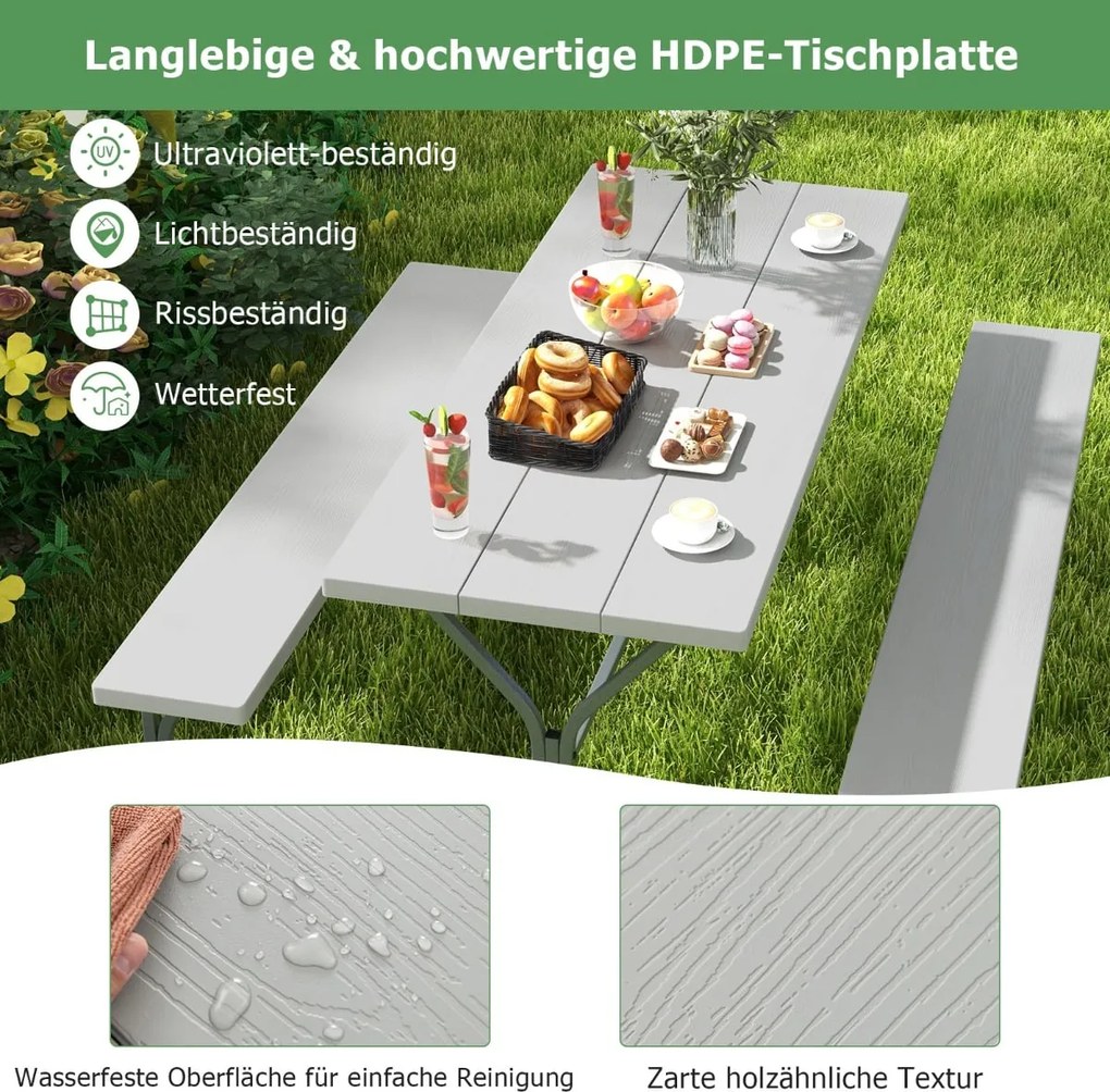 Costway Sada pivního stanu s HDPE stolní deskou a otvorem na deštník odolný