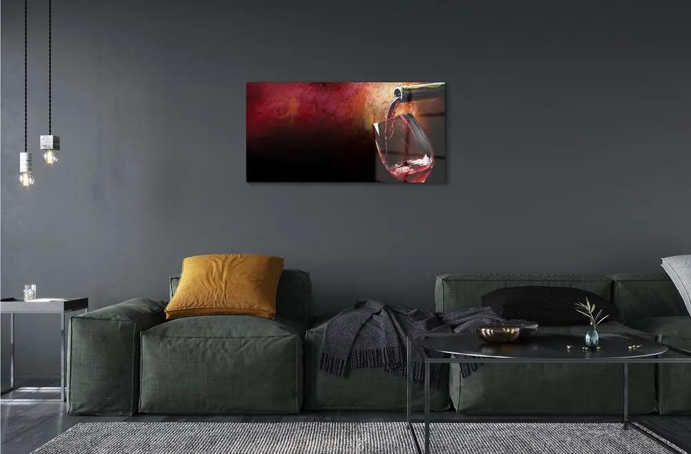 Obraz na skle červené víno 125x50 cm
