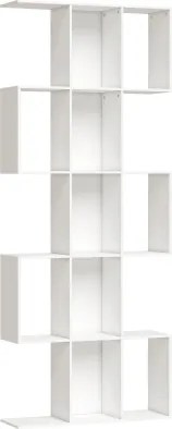 HOMCOM S-tvarovaný 5-patrový knihovna pro obývací pokoj, ložnici, pracovnu, kancelář 80x24x200 cm Bílá