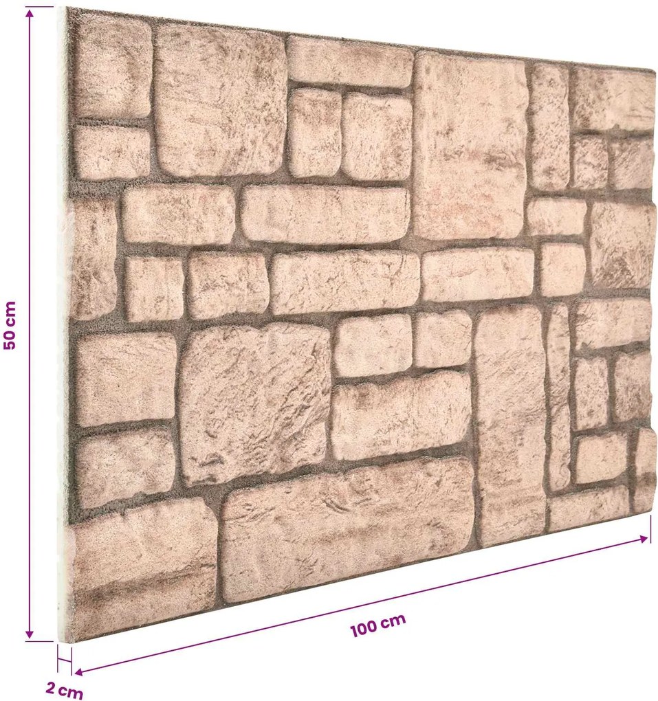 Nástěnné panely 10 ks 100 x 50 cm Béžová EPS pěna 153607