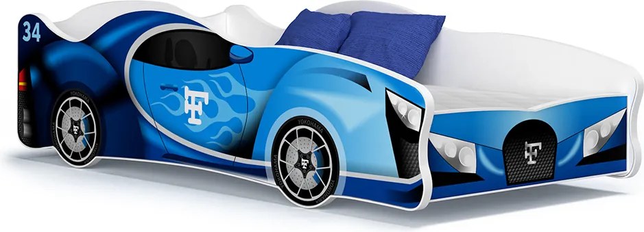 Dětská postel auto LEWIS 160x80 cm - modrá (23)