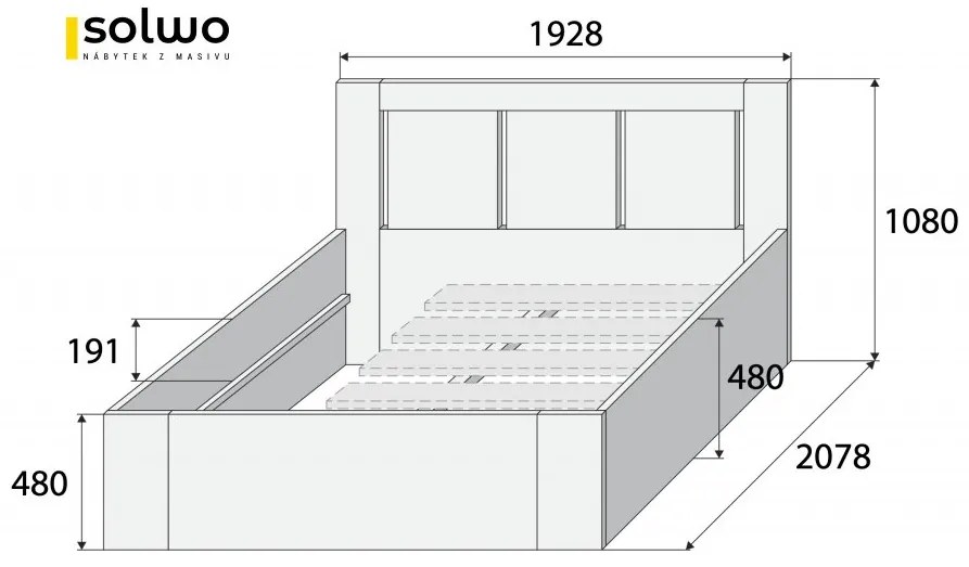 Masivní postel PARIS - Solwo Design Dřevo a odstín oleje: BUK Cink - Olej odstín BO103, Rozměr spací plochy: 200x200