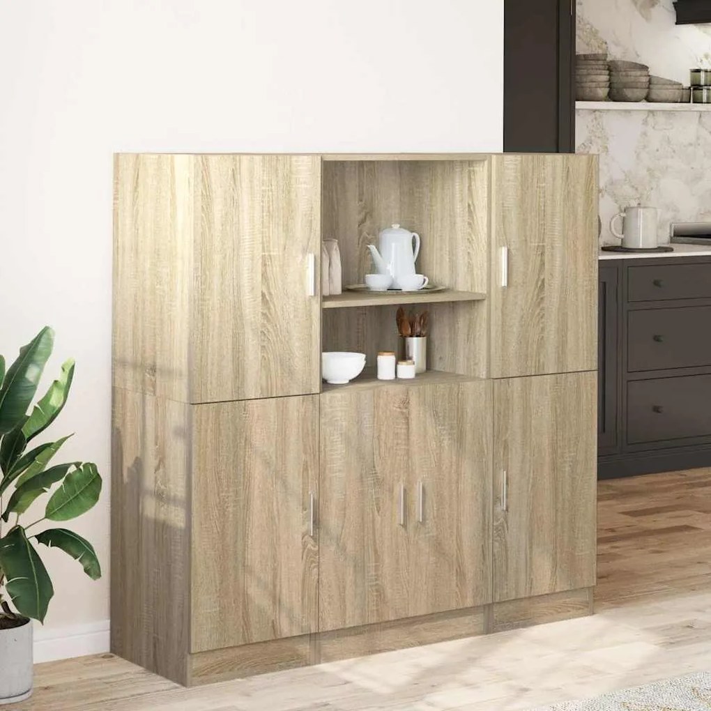 Sada 3 kusů kuchyňských skříněk dub sonoma kompozitní dřevo 3324153