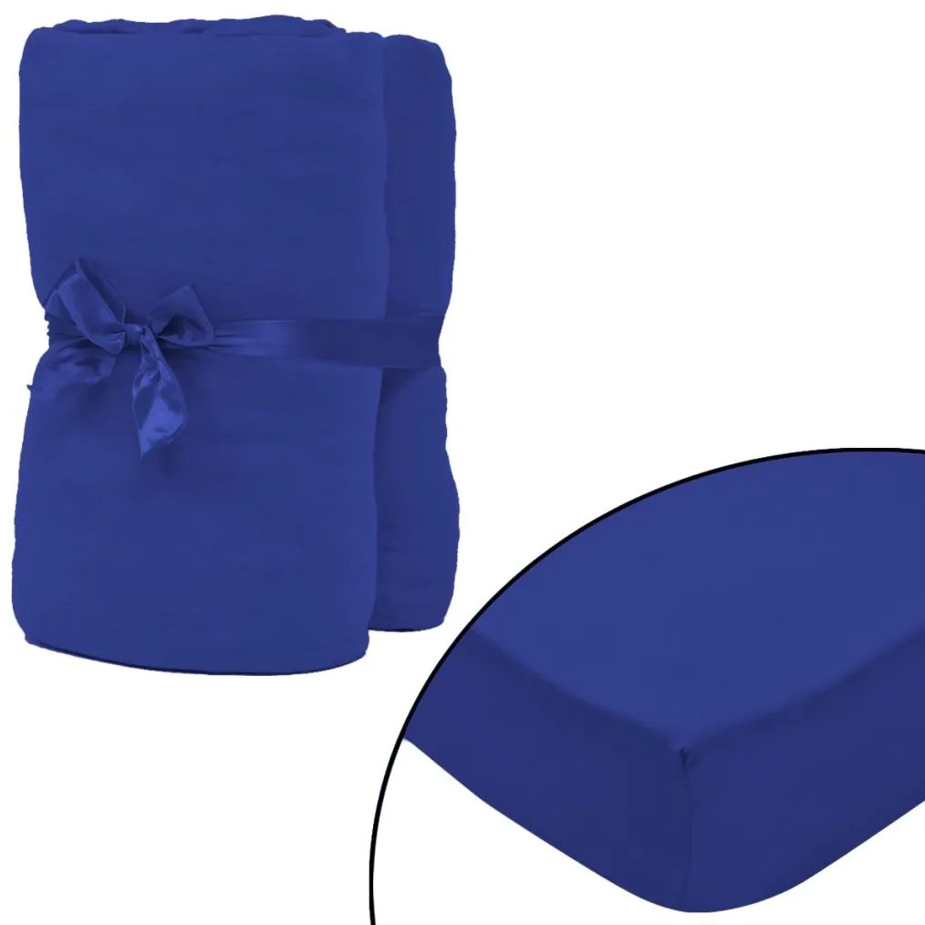 131235 vidaXL Napínací prostěradlo 2ks bavlna 160gsm 140x200–160x200cm modré