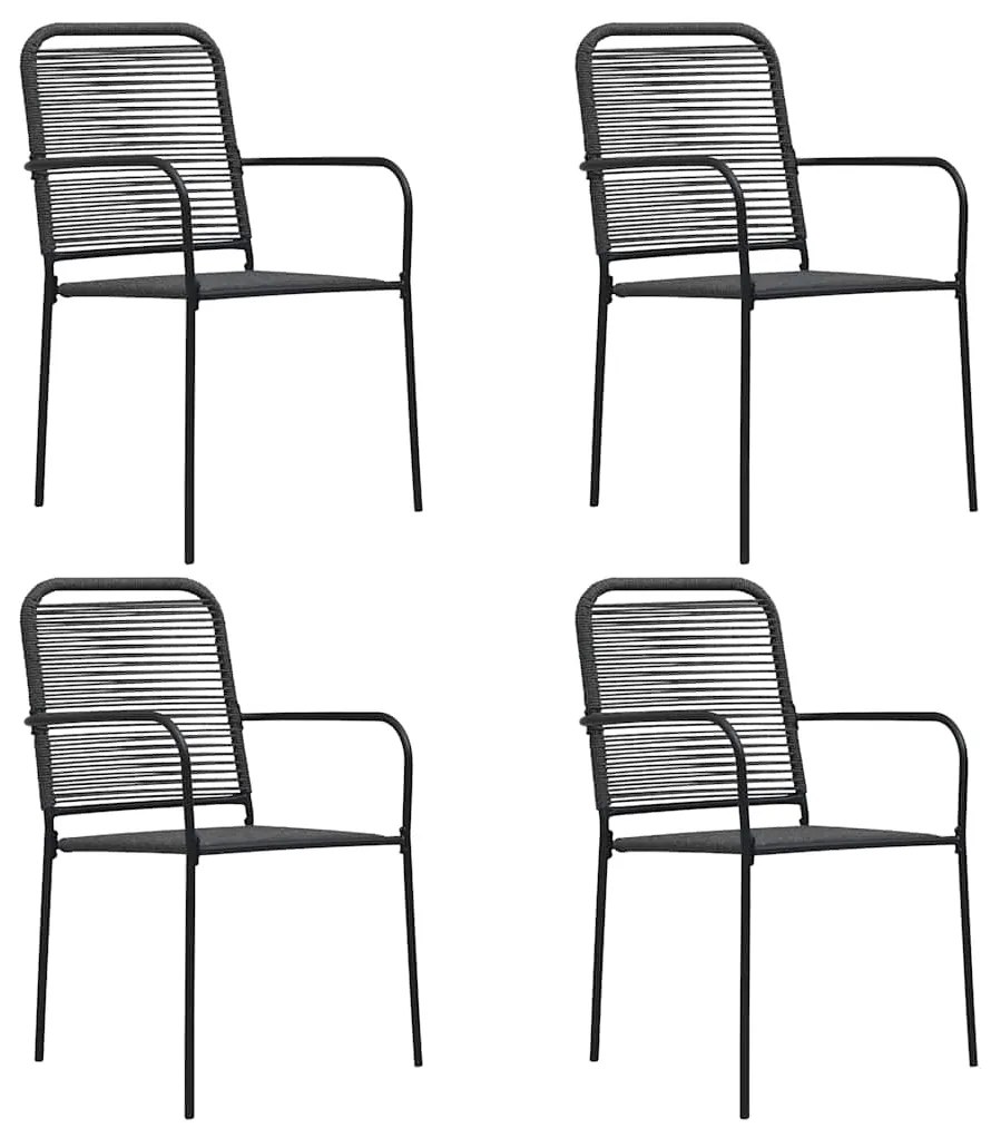 Zahradní židle 4 ks bavlněné provázky a ocel černé 312156