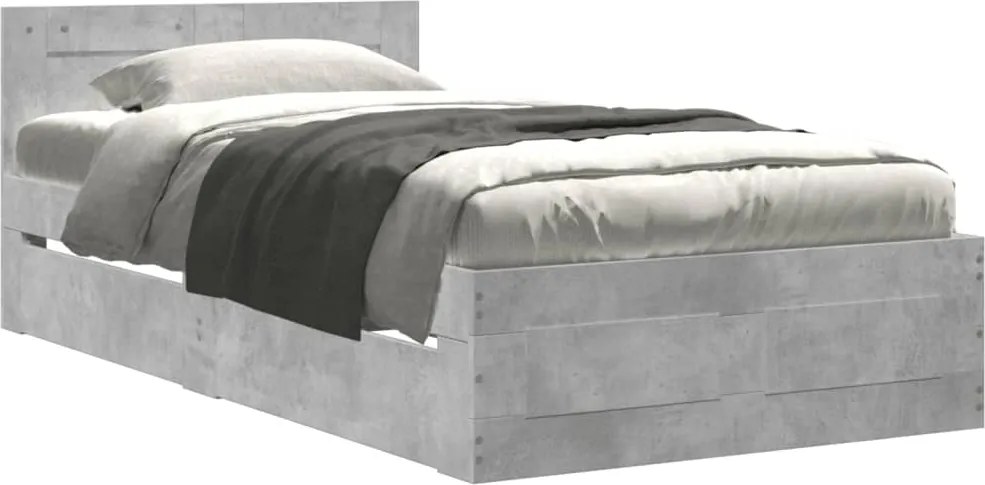 Rám postele s čelem betonově šedý 90 x 200 cm kompozitní dřevo 3295586