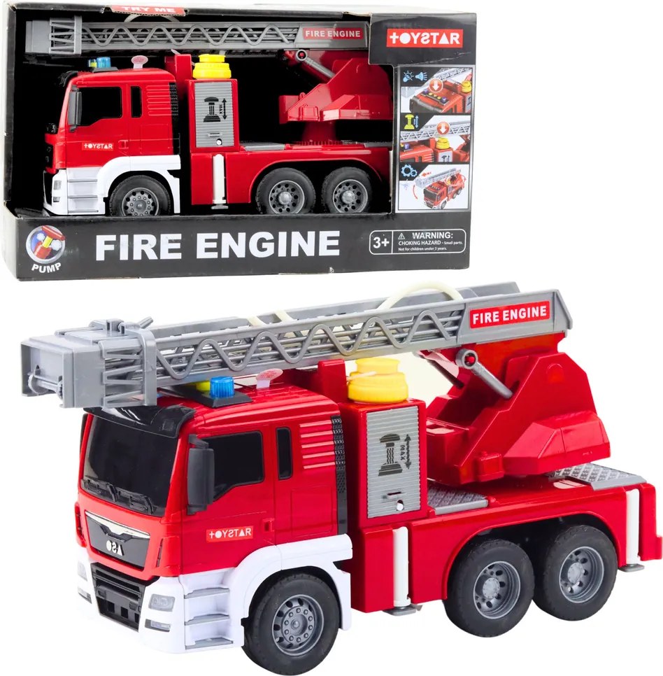 LEAN Toys Hasičské auto s výložníkem stříkání vody světla zvuky