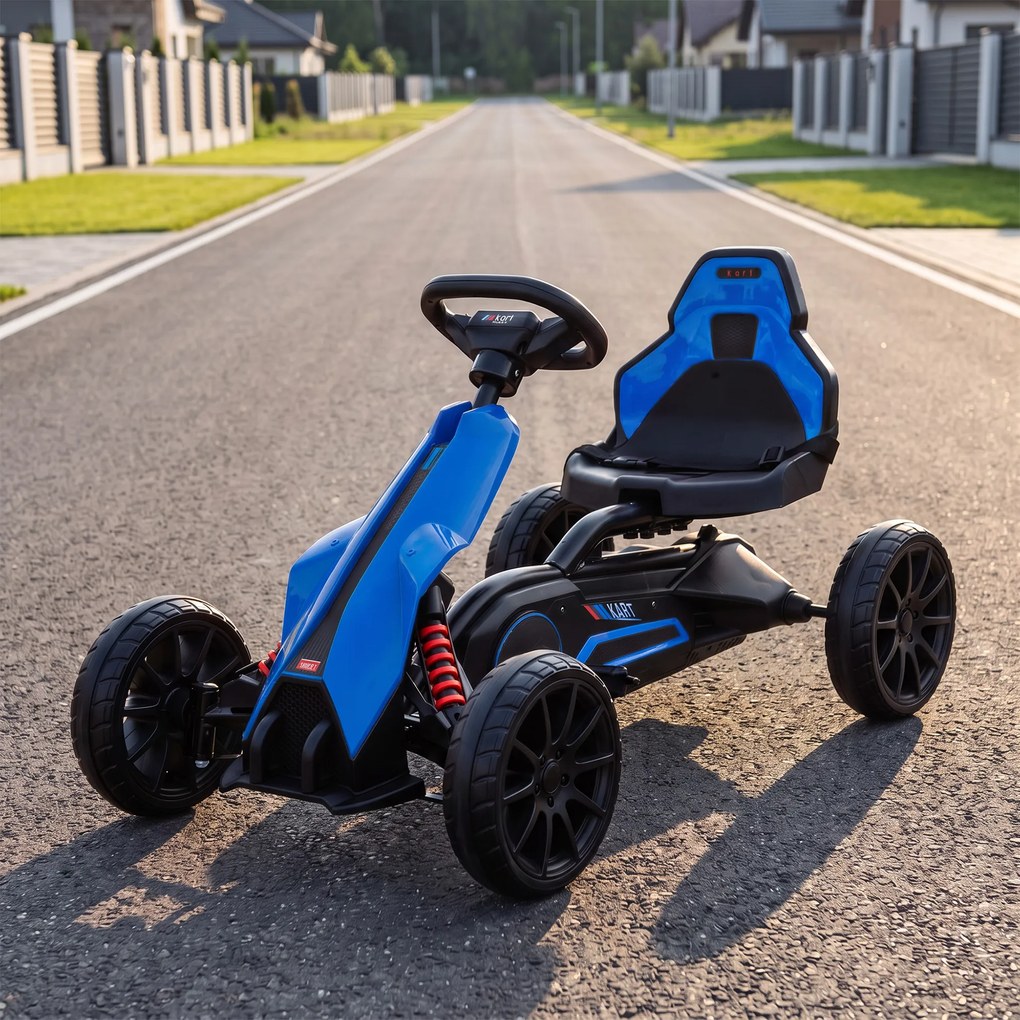 HOMCOM Elektrický Go-Kart pro Děti ve Věku 3-8 Let s 12V Baterií - Nastavitelná Rychlost 3-5 km/h a Bezpečnostní Pás - Nosnost 30 kg pro Venkovní Pou…