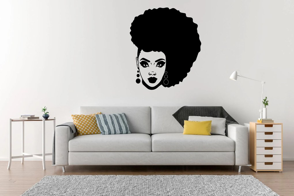 Lepy.cz Samolepka na zeď Afro-žena Velikost (šířka x výška): 40x46cm, Barevná varianta: Tmavě modrá