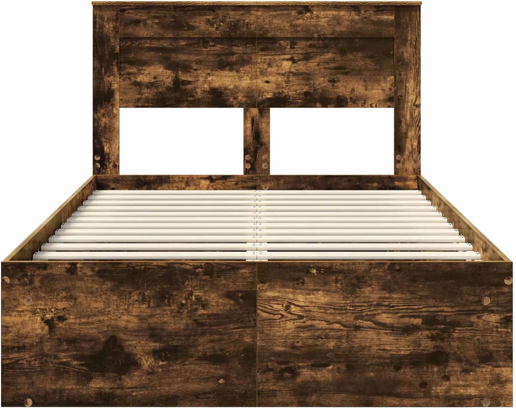 Rám postele Kouřový dub 120 x 200 cm Masivní borové dřevo 3409787