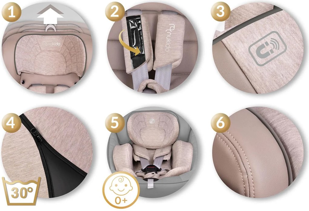 Autosedačka Aero Line, ISOFIX,0-36 kg, béžová | Nukido