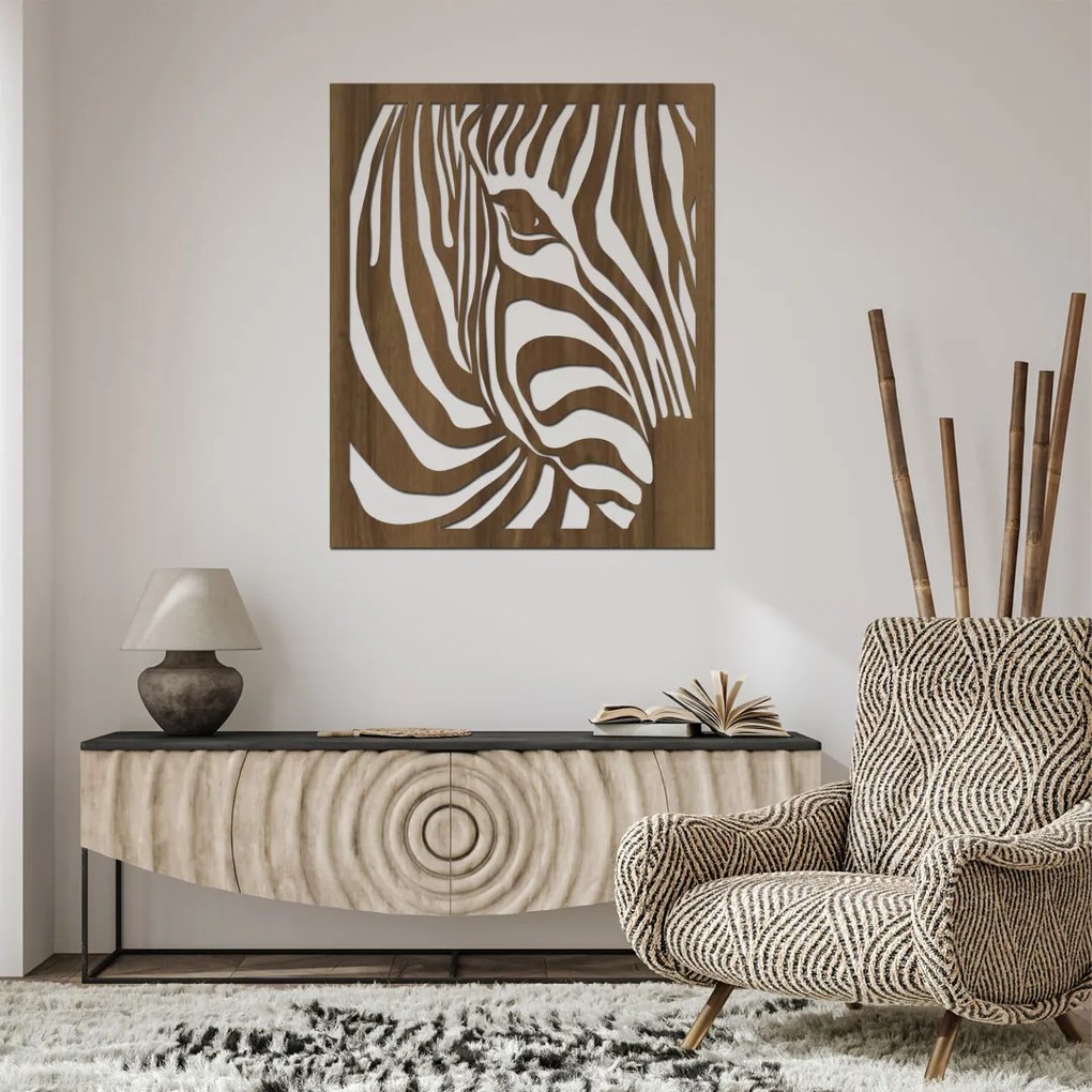 dřevo života Dřevěný obraz na zeď ZEBRA Rozměry (cm): 30x36, Barevný vzor: Šedá