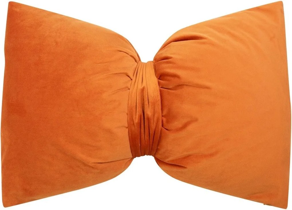 Oranžový sametový polštář ve tvaru mašle Bow orange – 40*60*10 cm