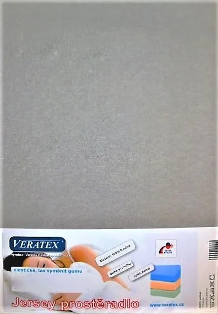 Veratex Jersey prostěradlo 100x200/15 cm (č. 4-šedá) 100 x 200 cm Jersey