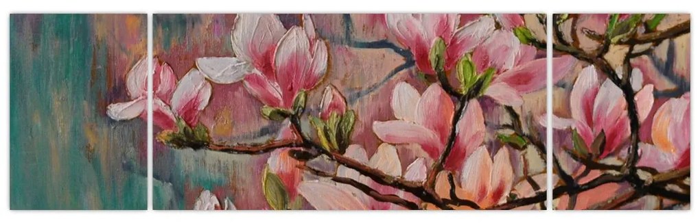 Obraz - Olejomalba, Rozkvetlá sakura (170x50 cm)