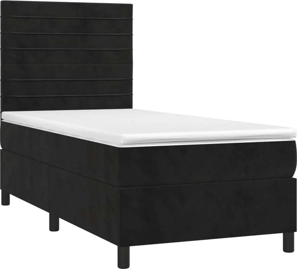 vidaXL Box spring postel s matrací 90x200 cm samet [3143063] Barva: Tmavě šedá
