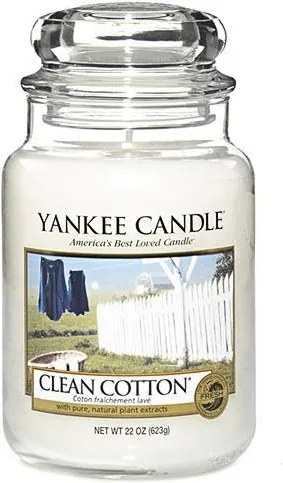 Yankee Candle Svíčka Yankee Candle 623gr - Clean Cotton, bílá barva, sklo, vosk