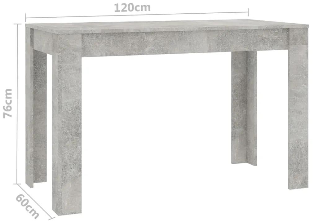 vidaXL Jídelní stůl betonově šedý 120 x 60 x 76 cm dřevotříska