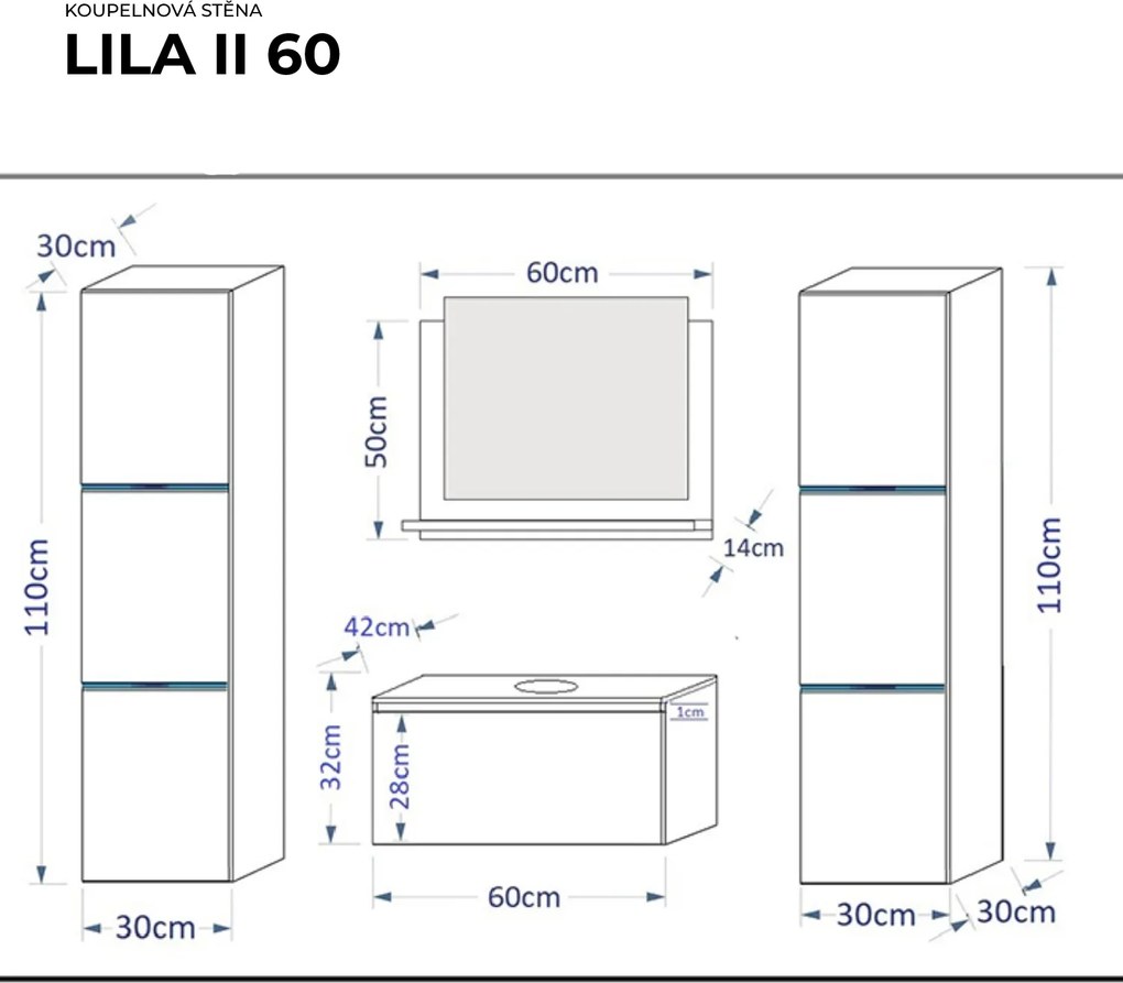 Ral Koupelnová stěna LILA 5 - Černý lesk