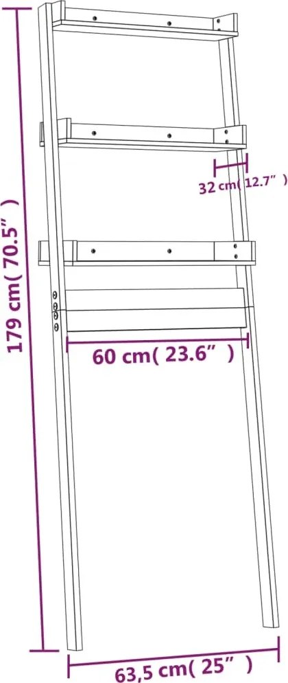 vidaXL Toaletní regál 63,5 x 32 x 179 cm masivní borové dřevo [824655] Barva: medová hnědá