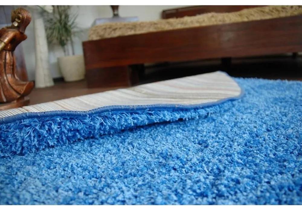 Kusový koberec Shaggy Roy modrý kruh 120cm