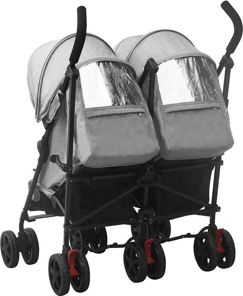 vidaXL Dvojitý kočárek ocel [10235] Barva: taupe