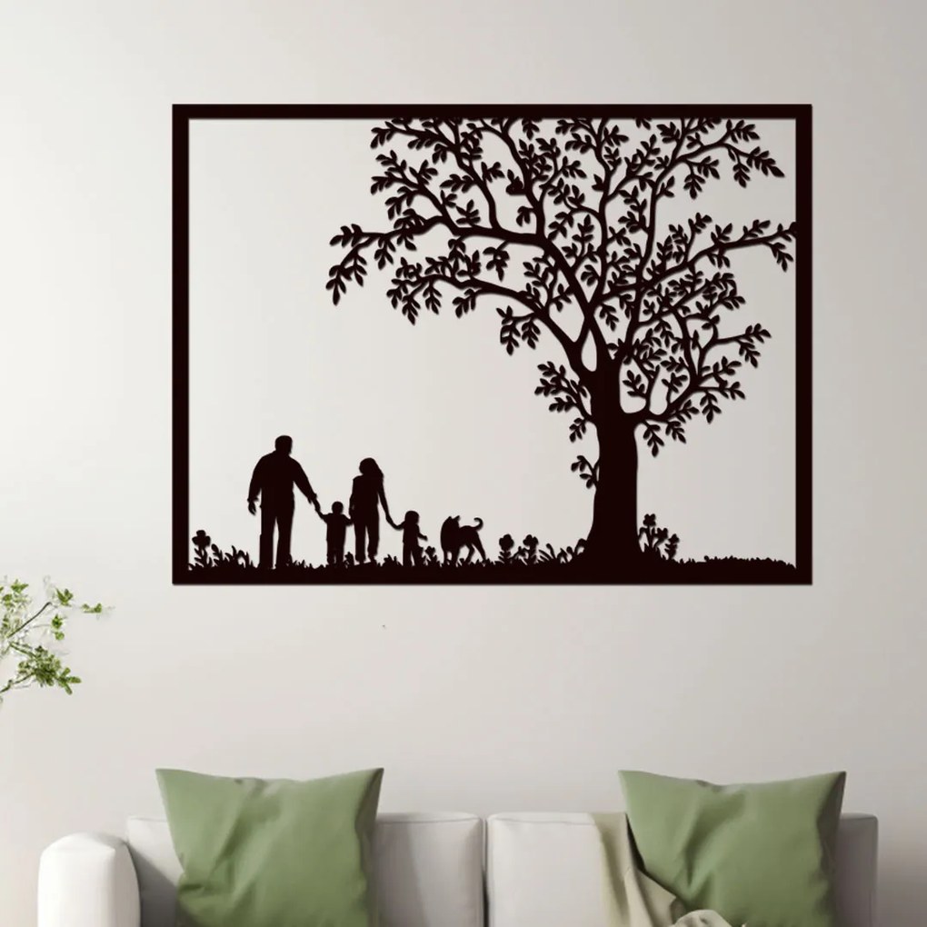 dřevo života Dřevěný strom na zeď RODINA Zvolte rozměr (cm): 60x48, Zvolte barvu dekoru: Ořech