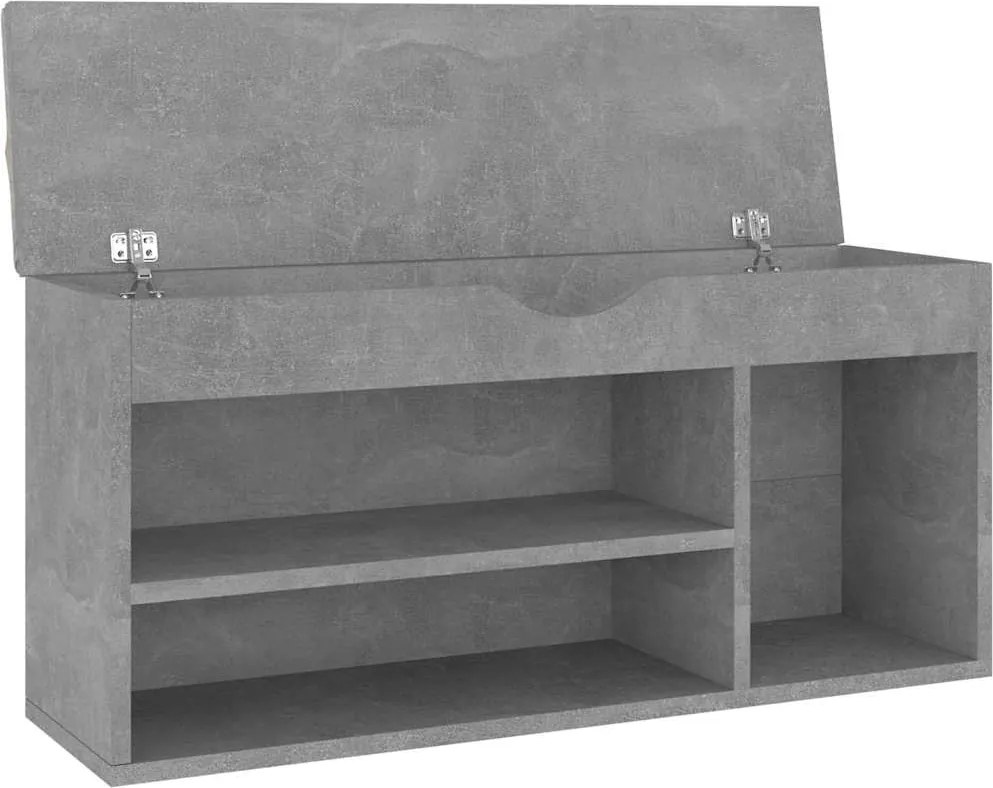Lavice s botníkem a poduškou betonově šedá 104x30x49cm kompozit 326754