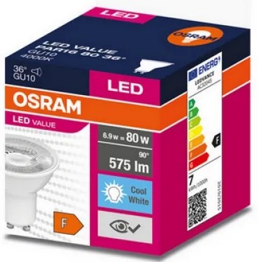 LED žárovka GU10 PAR16 OSRAM 6,9W (80W) neutrální bílá (4000K), reflektor 36°