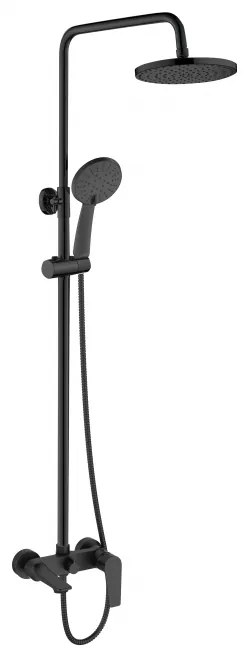 Invena Dokos, páková vanová/sprchová baterie s hlavovou dešťovou sprchou 20cm, černá matná, INV-AU-19-B04-V