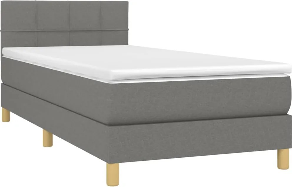 Box spring postel s matrací a LED tmavě šedá 80 x 200 cm textil 3133670