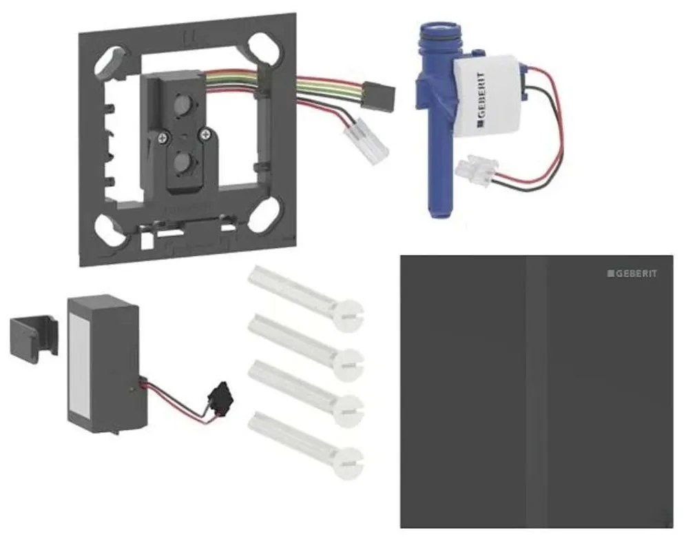 Geberit - Elektronické ovládání splachování pisoárů typ 40, bateriové napájení, easy to clean, Bluetooth, matná černá 116.237.14.1