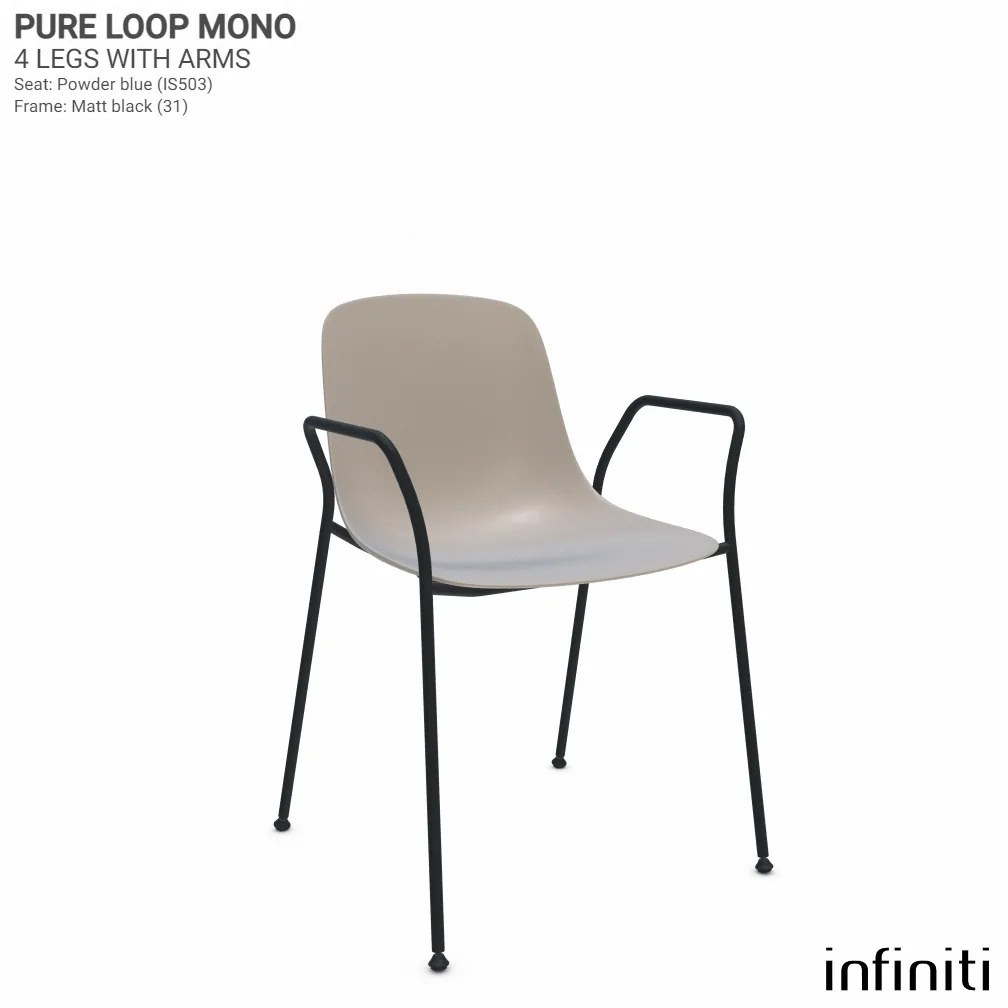 Židle Pure Loop Mono s opěradly Barva kovové konstrukce: Matt black 31, Barva sedáku a opěradla z recyklovaného plastu: Sand IS514