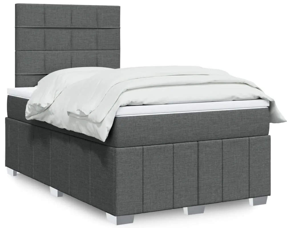 Box spring postel s matrací tmavě šedá 120x190 cm textil