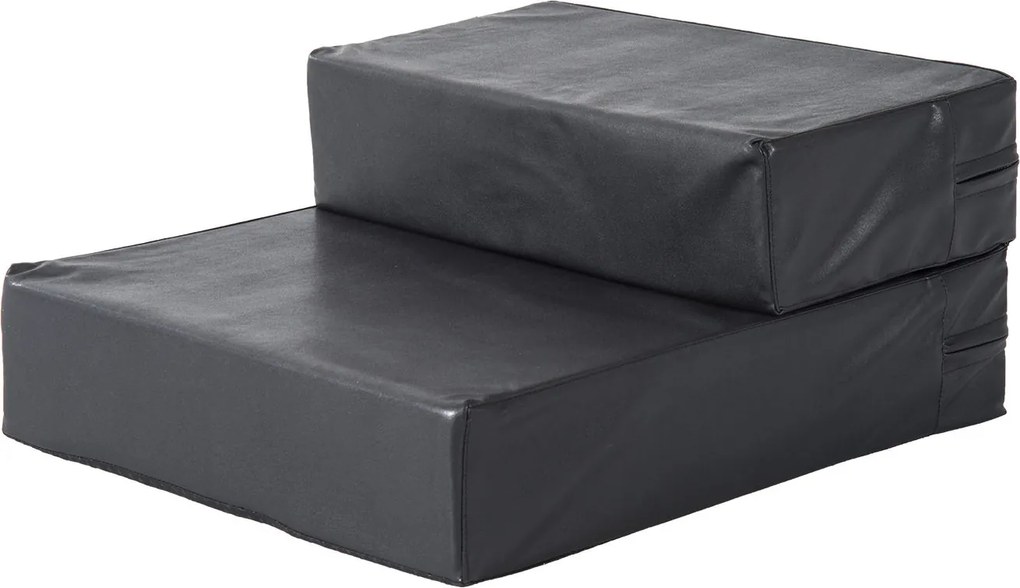 Schodiště PawHut pro psy a kočky, skládací, 2 stupně, černé, D45xŠ39xV20cm, praktická podložka pro snadné lezení | Aosom.de