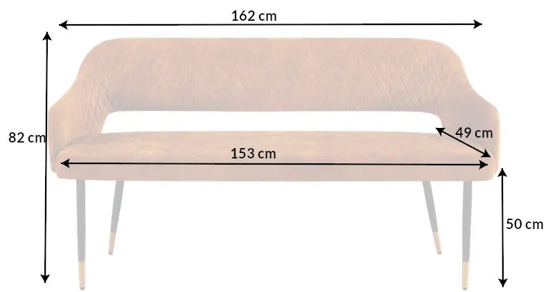 Designová lavice Laney 162 cm hořčičný samet