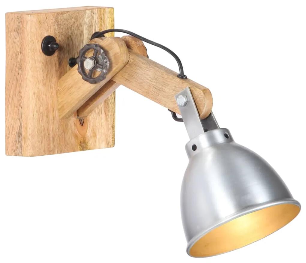 320597 vidaXL Nástěnná lampa E27 stříbrná masivní mangovníkové dřevo a železo