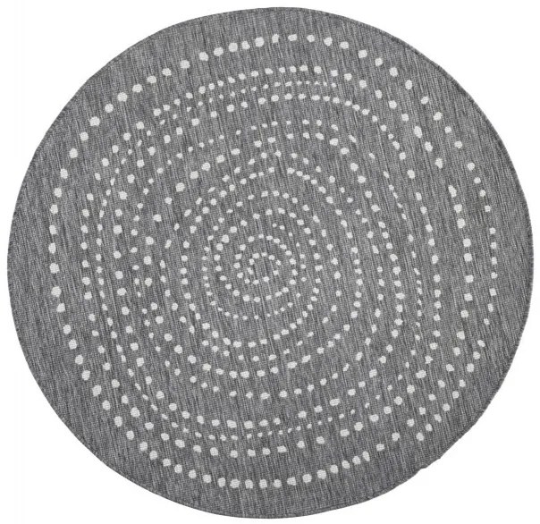 NORTHRUGS - Hanse Home koberce Kusový koberec Twin-Wendeteppiche 103112 grau creme kruh – na ven i na doma - 200x200 (průměr) kruh cm