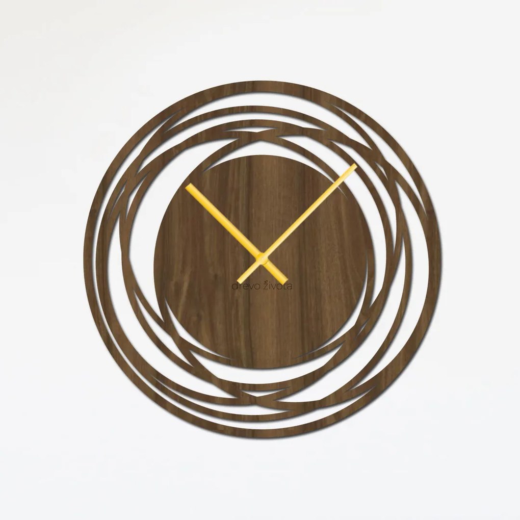 dřevo života Nástěnné hodiny NET Zvolte barvu dekoru: Wenge, Zvolte velikost hodin (cm): 60x60, Barva ručiček: Stříbrné