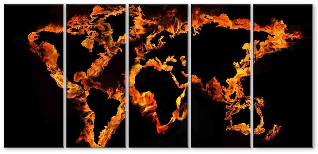 Obraz ohnivá mapa světa Velikost (šířka x výška): 125x60 cm