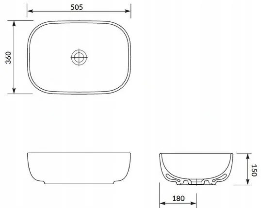 Cersanit Moduo - umyvadlo na desku 50,5x36cm, bílá, K116-050