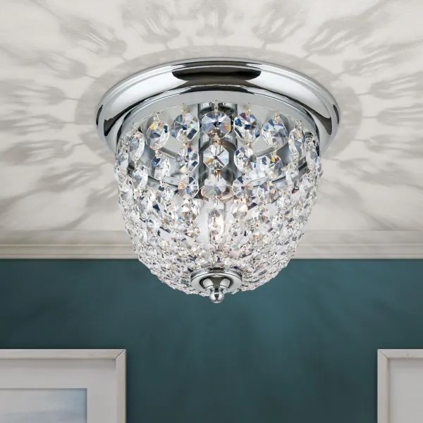 Orion DLU 1840/26-Křišťálové str. svítidlo PLAFOND 1xE27/40W/230V pr.26 cm chrom
