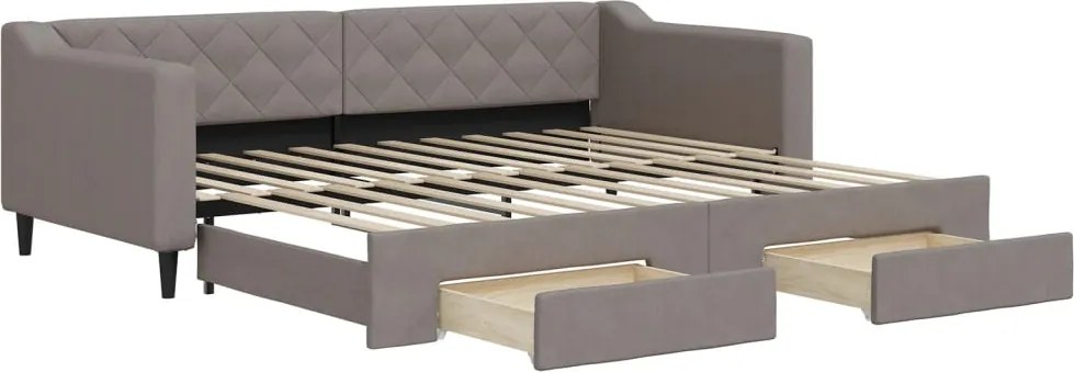Válenda s přistýlkou a zásuvkami taupe 90 x 200 cm textil 3197465