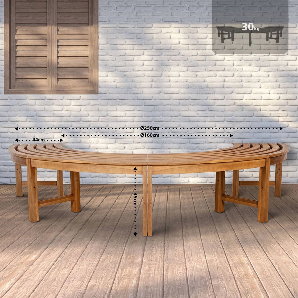 Lavice Male 250 cm půlkruhová bez opěradla - teak