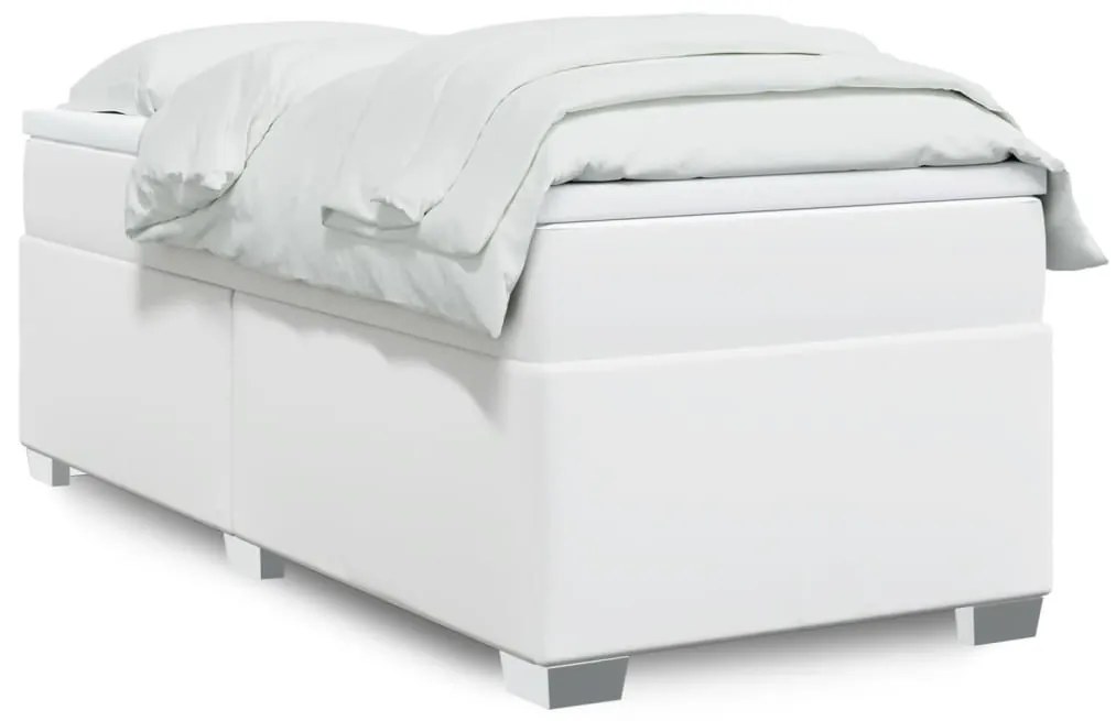 Box spring postel s matrací bílá 80 x 200 cm umělá kůže 3285186