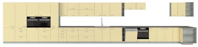 Nábytek Elegance Kuchyňská linka KAMELIA 120/180 cm = Dolní skříňky: 80cm dřezová, 40cm zásuvková, Horní skříňky: 80cm plná, 40cm, 60cm digestořová