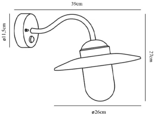 Nordlux 22671031 Luxembourg Sensor, venkovní nástěnné svítidlo, 1x60W, kov, pokovená, IP54, šířka 42cm