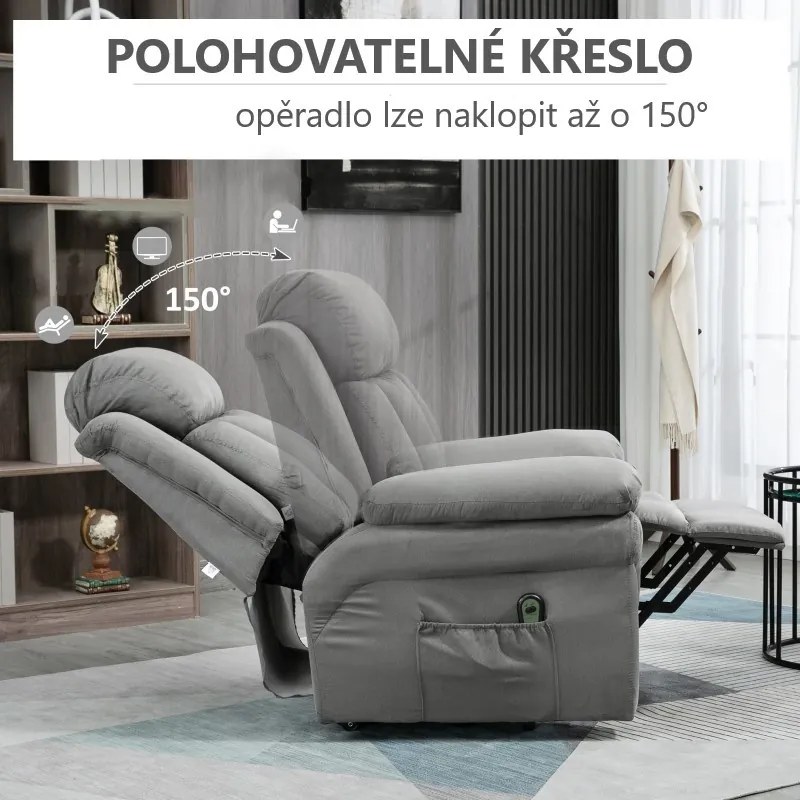 Goleto Relaxační televizní křeslo Bruno | světle šedé