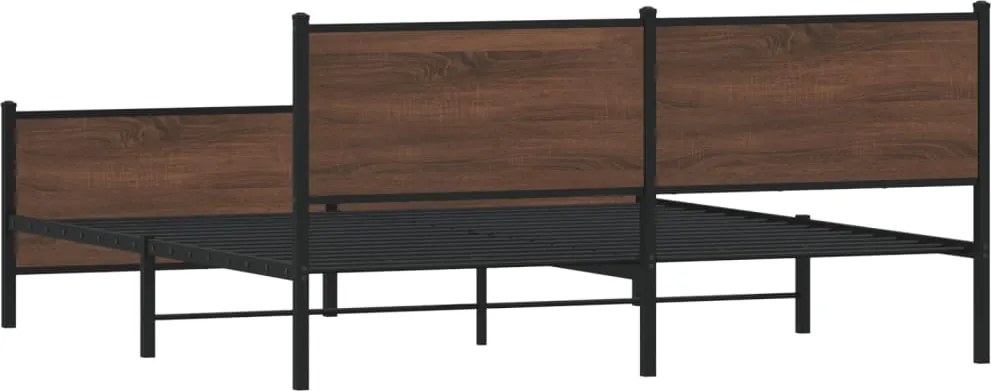 Kovový rám postele bez matrace hnědý dub 200 x 200 cm 3301376